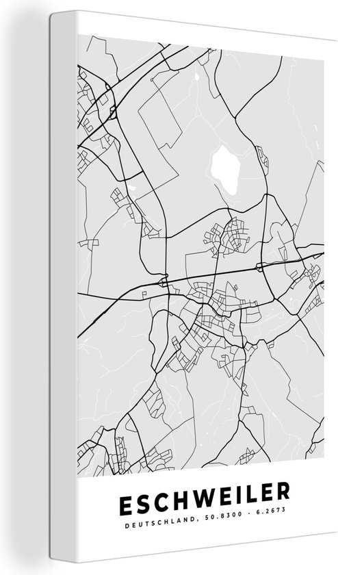 Canvas Schilderij Stadskaart - Eschweiler - Kaart - Duitsland ...