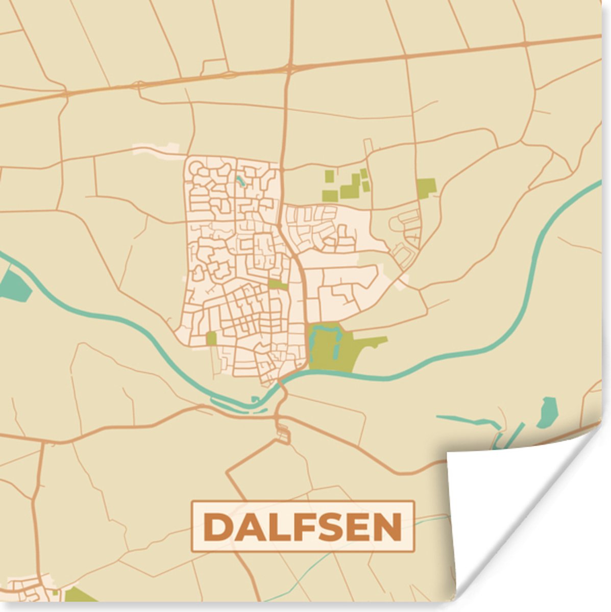 Poster Plattegrond - Kaart - Dalfsen - Stadskaart - 30x30 cm | bol.com