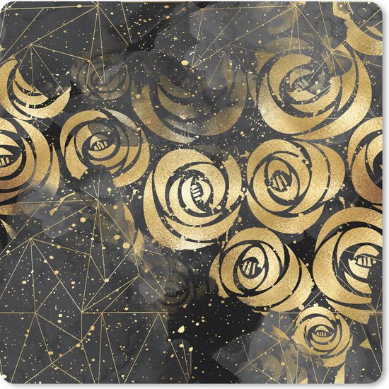 Muismat - Marmer print - Goud - Roos - Patronen - 20x20 cm | bol.com
