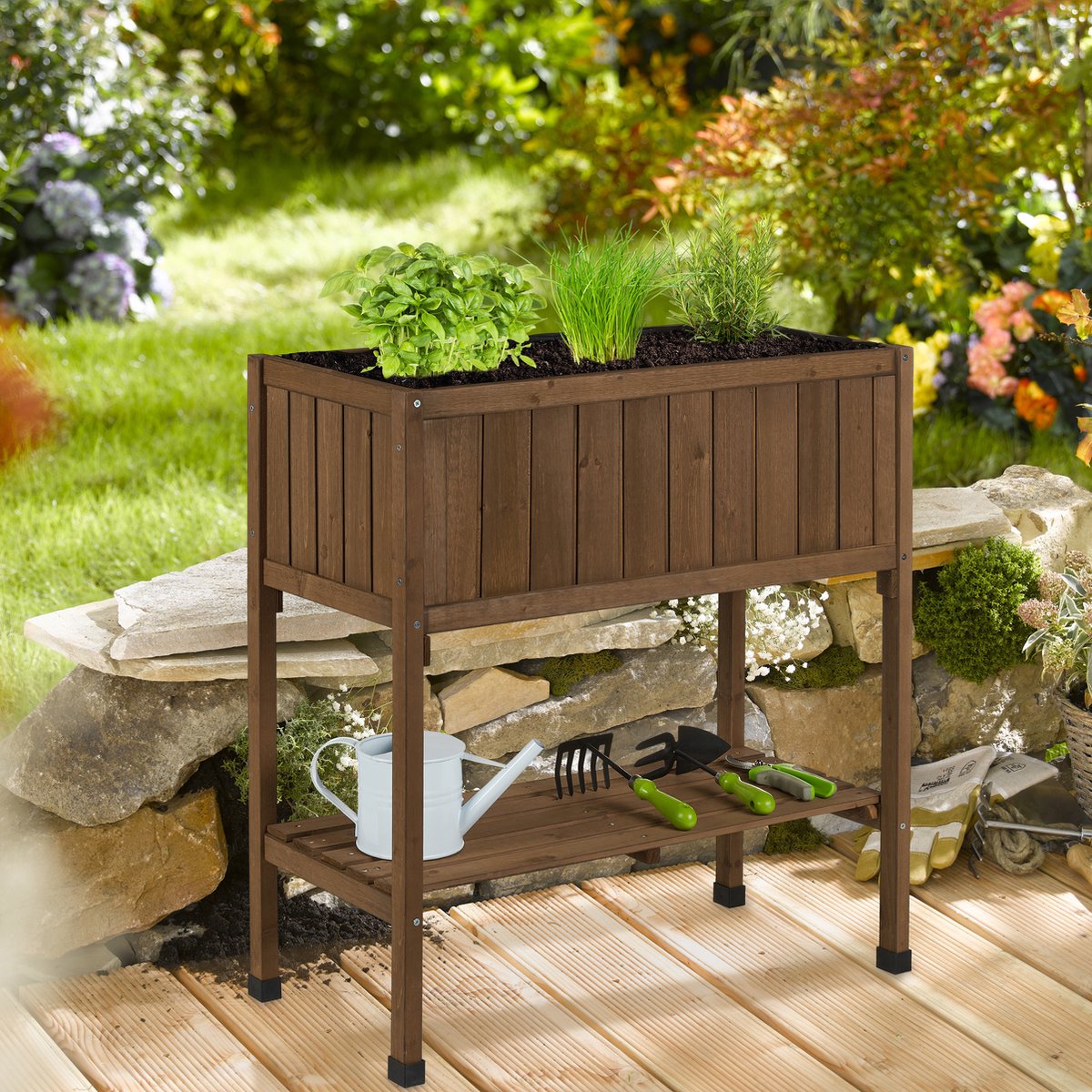 Relaxdays moestuinbak op poten - houten moestuintafel - kweektafel ...