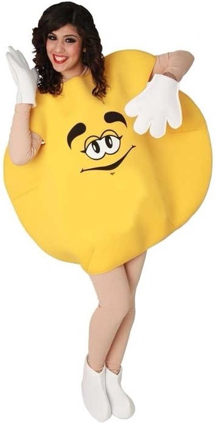 Carnaval verkleed pak/kostuum - snoepje M - geel - one size M/L ...