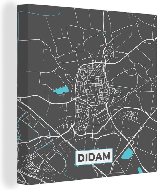 Canvas Schilderij Didam - Kaart - Plattegrond - Stadskaart - 90x90 cm ...