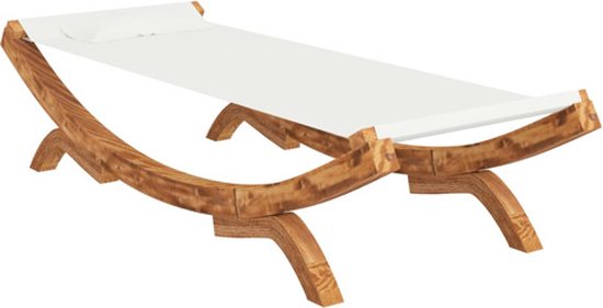 vidaXL Loungebed 100x188,5x44 cm massief gebogen hout crèmekleurig ...
