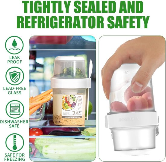 Yoghurt, Pap, Ontbijtgranen Cup to Go met Lepel (560 + 310 ml) Lunchpot ...