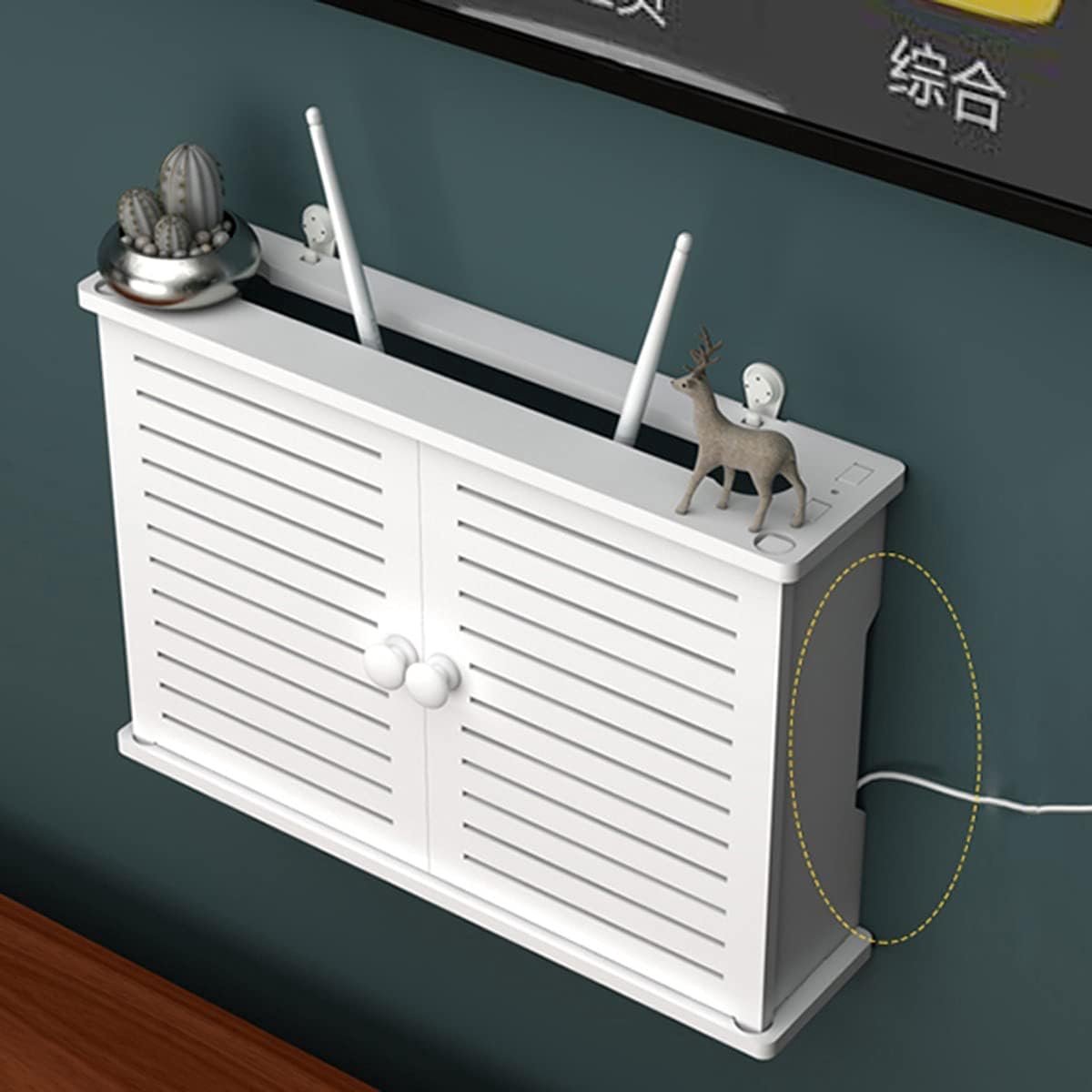 Router Opbergdoos, wit, wand-tv-kabel, verbergen box, hout en plastic ...