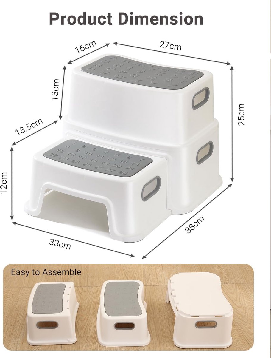 Children's Step Stool, 2 Levels (Pack of 2), Robust Children's Stool ...