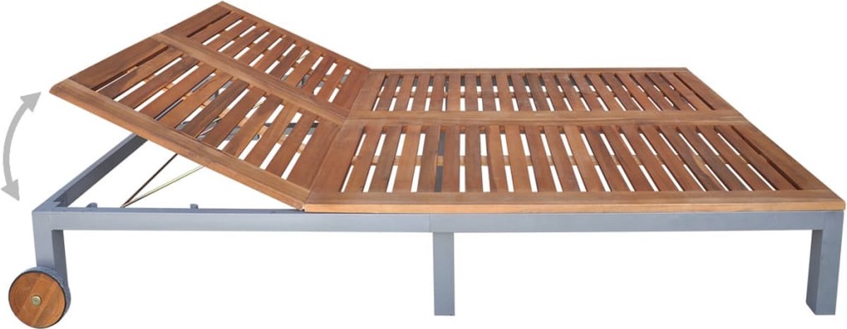 vidaXL Ligbed - Houten - Verstelbaar - Met Wielen - Groen Kussen ...