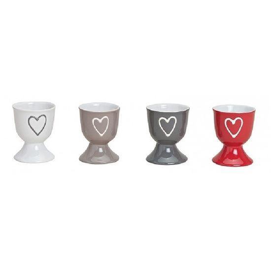 8x Eierdopje gekleurd met hartje 6 x 5 cm - Keramieken eierdopjes in ...