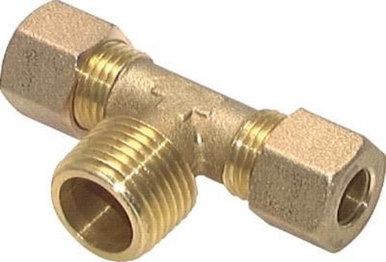 R 1/2'' Buitendraad x 12mm Messing T-stuk Knelfitting 75 Bar DIN EN 1254-2 -... | bol.com