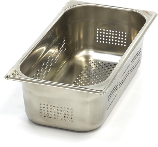 Gastronorm Bak - 1/3 GN - 10 cm Diep - RVS - Geperforeerd | bol