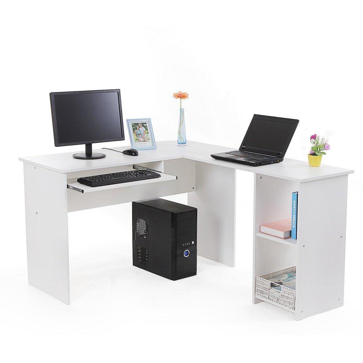 Nancy's Rose Hill L-vormig Hoekbureau Wit - Computermeubel ...