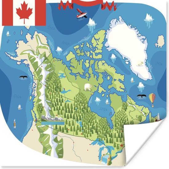Poster Kaart van Canada met illustraties - 40x30 cm | bol.com