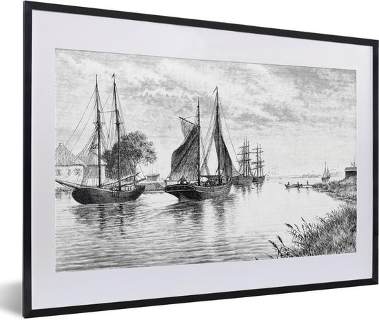 Fotolijst incl. Poster - authentieke boten in de Oostzee - 60x40 cm ...