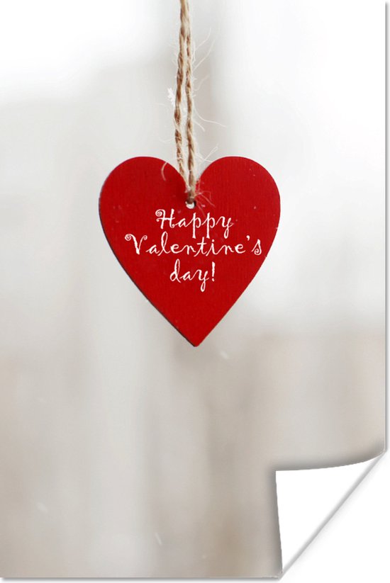 Hartje met de tekst happy valentines day voor valentijn poster 40x60 cm ...