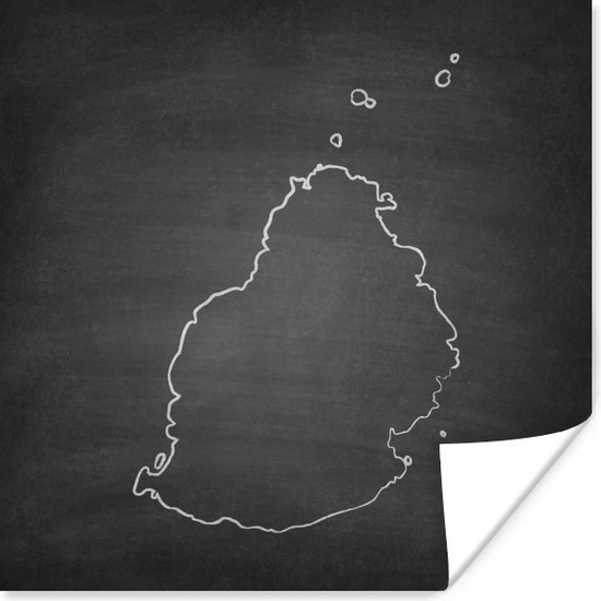 Une illustration de l'Ile Maurice sur une affiche tableau noir 50x50 cm ...