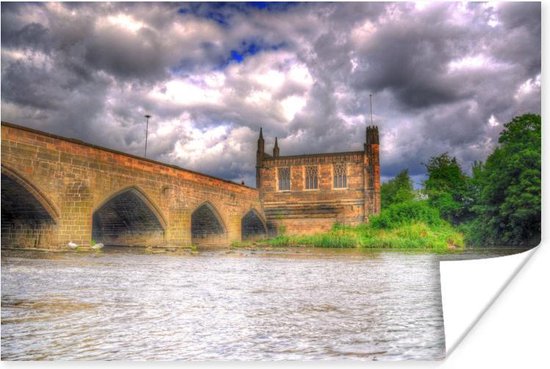Chantry bridge over a river at Wakefield in Europe Poster 30x20 cm ...