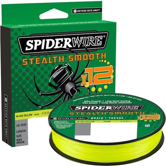 SpiderWire Stealth Smooth 12 Braid Hi-Vis - Yellow - 0.13mm - 12.7kg ...