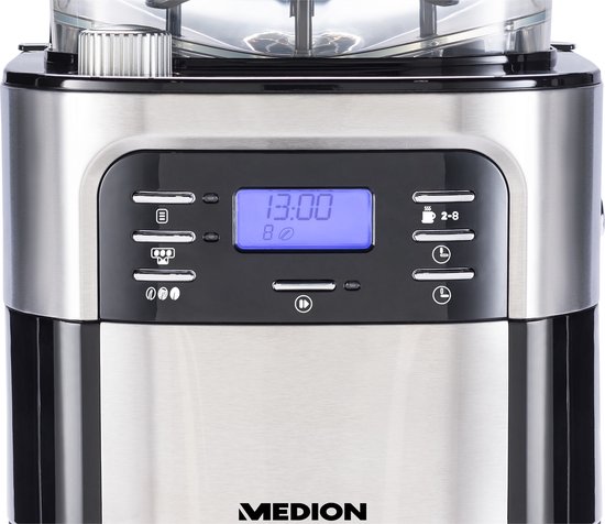 Medion MD 19777 - Koffiemachine - 900 Watt - 1L - Zwart/Zilver | bol