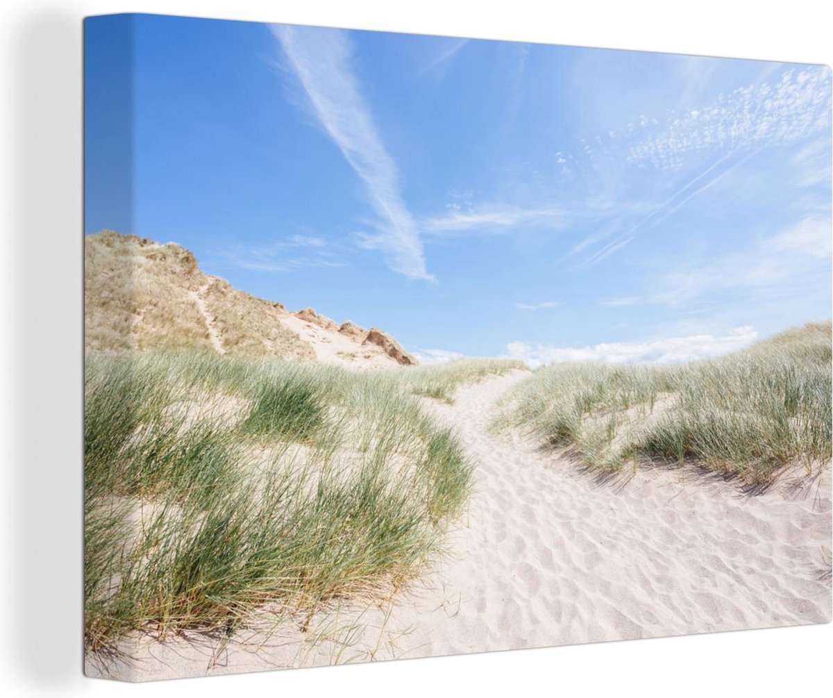 Canvas Schilderij Strand - Duin - Gras - 90x60 cm - Wanddecoratie | bol.com