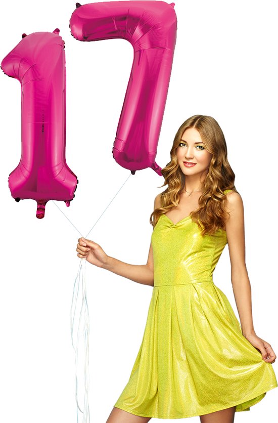 Helium roze cijfer ballonnen 17. | bol.com