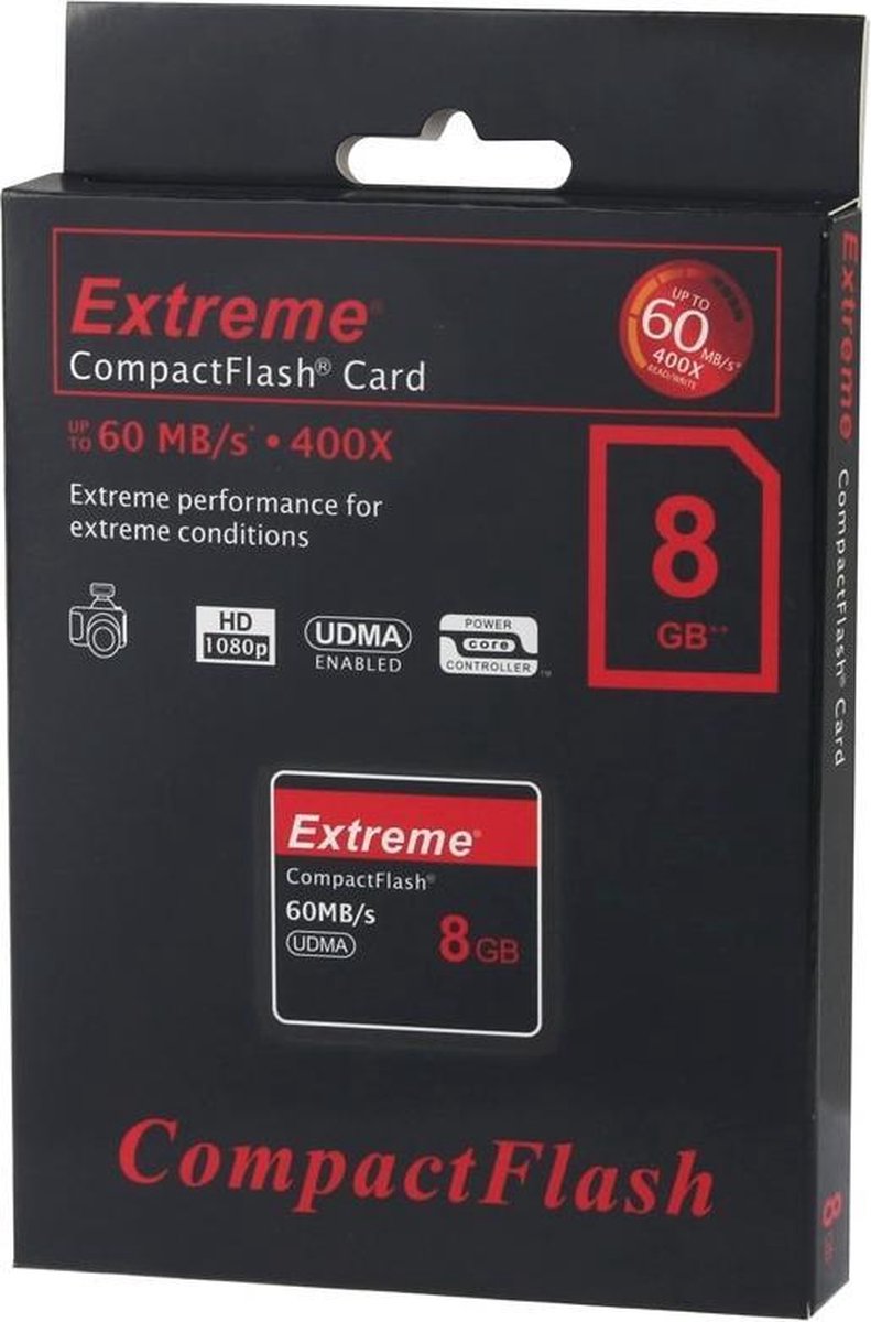 Compact flash card 8GB - Extreme - 400X lees snelheid, tot wel 60 MB/S ...