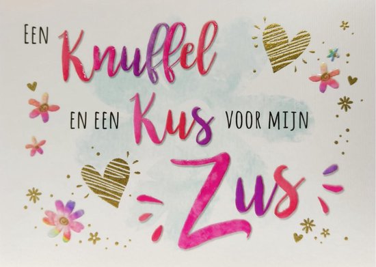 Kaart - Zizi - Knuffel en een kus voor mijn zus - ZZ11b | bol.com