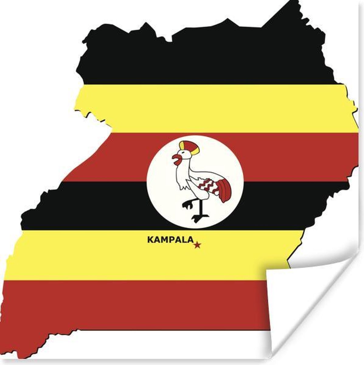 Poster tekening van de vlag van Oeganda - 100x100 cm XXL | bol.com