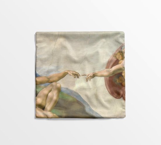 Schepping van Adam, Michelangelo Buonarroti - Foto op Sierkussen - 40 x ...