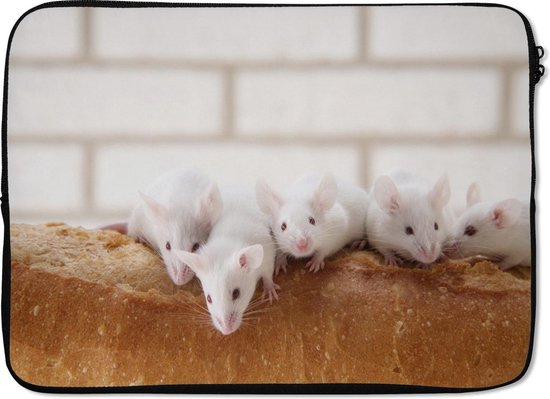 Laptophoes 14 inch - Muizen op een brood - Laptop sleeve - Binnenmaat ...