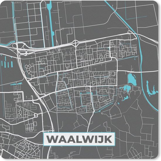 Plattegrond - Waalwijk - Grijs - Blauw - Stadskaart | bol.com