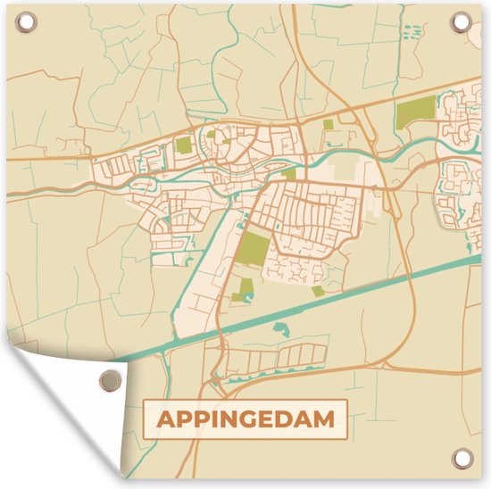 Tuindoek Appingedam - Kaart - Stadskaart - Plattegrond - 100x100 cm | bol