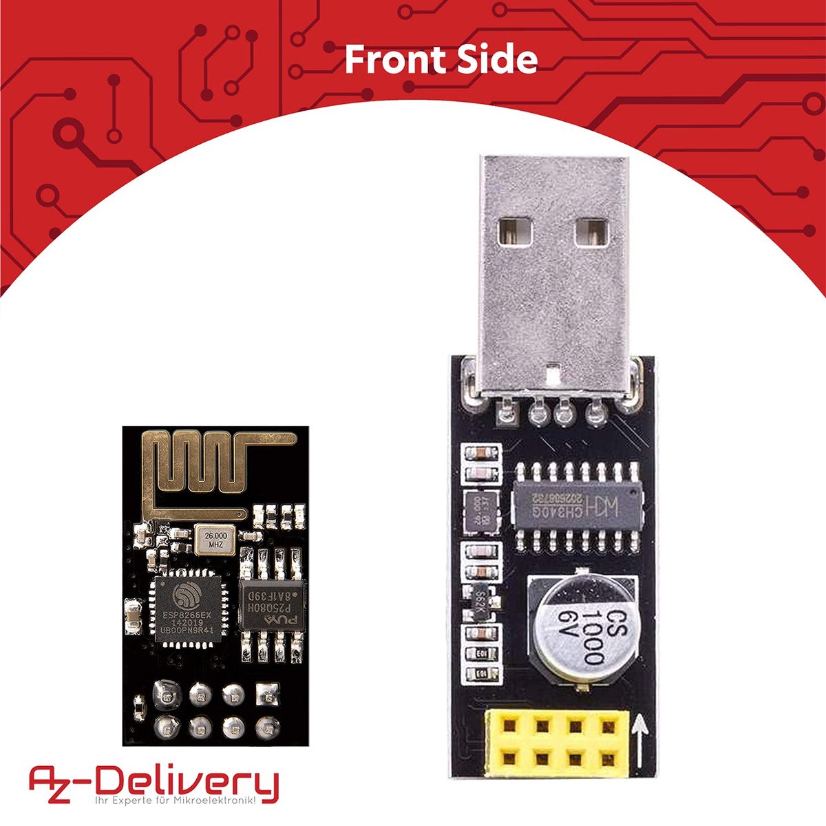 Azdelivery 3 X Esp8266 Esp 01 Met Usb Adapter Wlan Wifi Module Compatibel Met Arduino