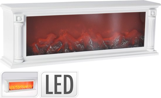 Sfeerhaard/ openhaard - wit - LED verlichting - L63 x B12 x H22 cm ...