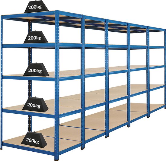 Certeo Megadeal | 5x heavy duty rekken -diepte 60 cm -200 kg per rek ...