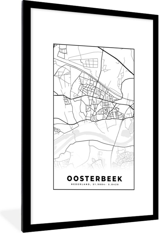 Fotolijst incl. Poster - Stadskaart - Kaart - Oosterbeek - Plattegrond ...