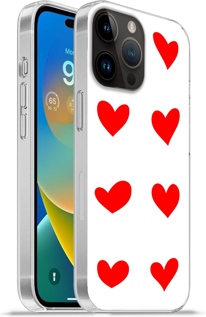 Apple iPhone 14 Pro Max hoesje - Een tekening met hartjes in verschillende vormen -... | bol.com