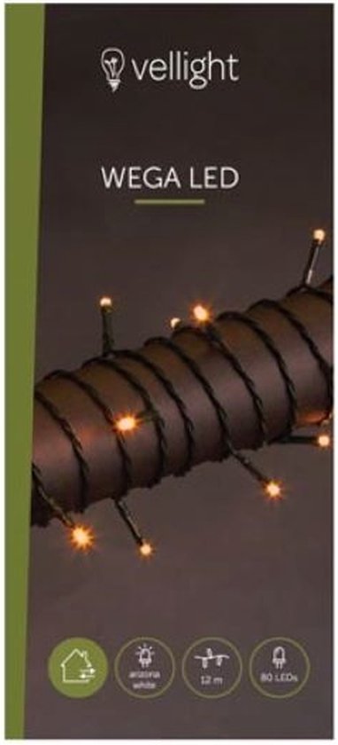Wega LED, lichtslinger, 12 m, 80 leds, Arizona wit, groene kabel, voor ...
