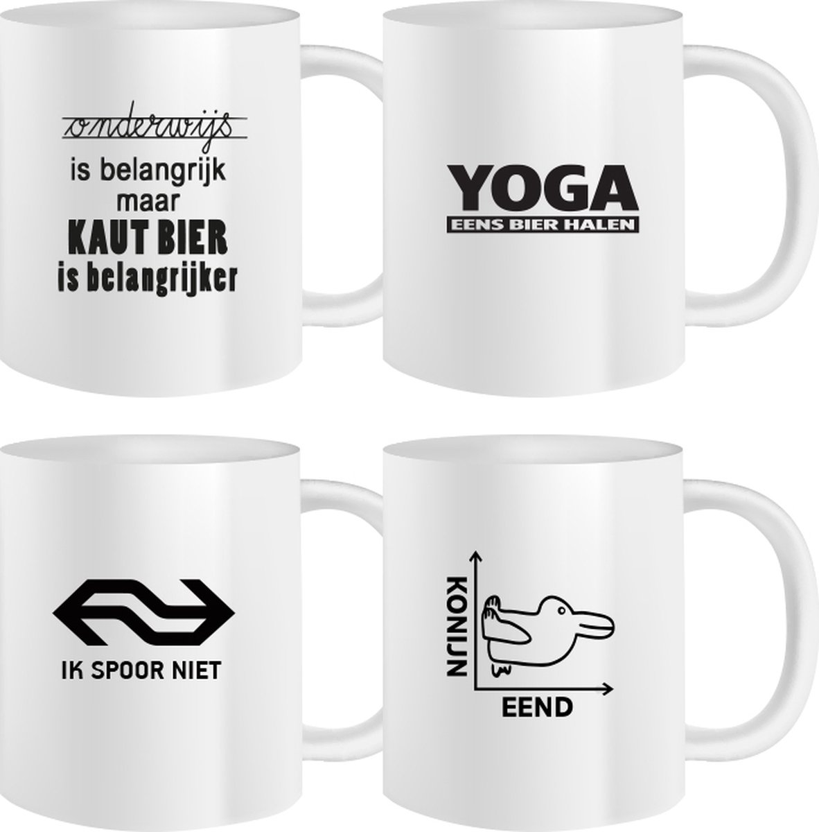 4 Grappige Mokken met hele leuke teksten | Koffie | Thee | Cadeau ...