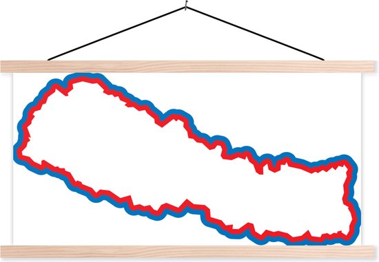Posterhanger incl. Poster - Schoolplaat - Illustratie van de kaart van Nepal met rode... | bol.com