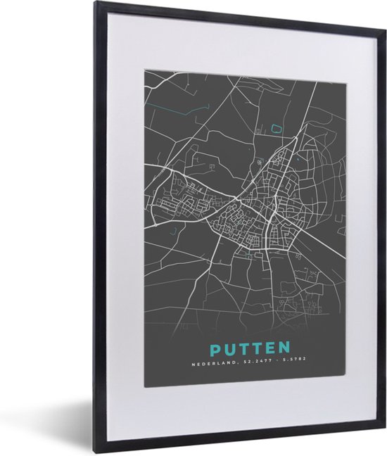 Fotolijst incl. Poster - Putten - Stadskaart - Kaart - Plattegrond - 30x40 cm -... | bol