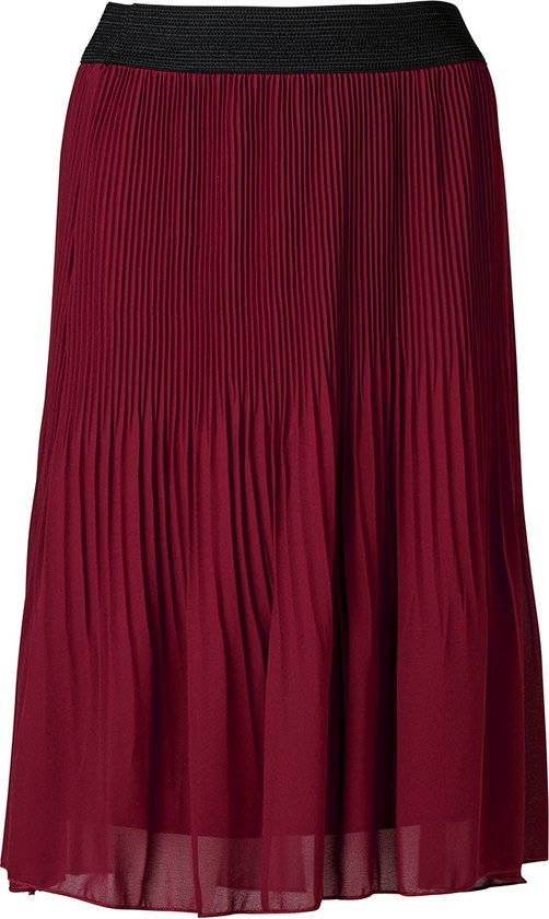 Dames plisse rok uni met elastische brede tailleband - bordeauxrood ...