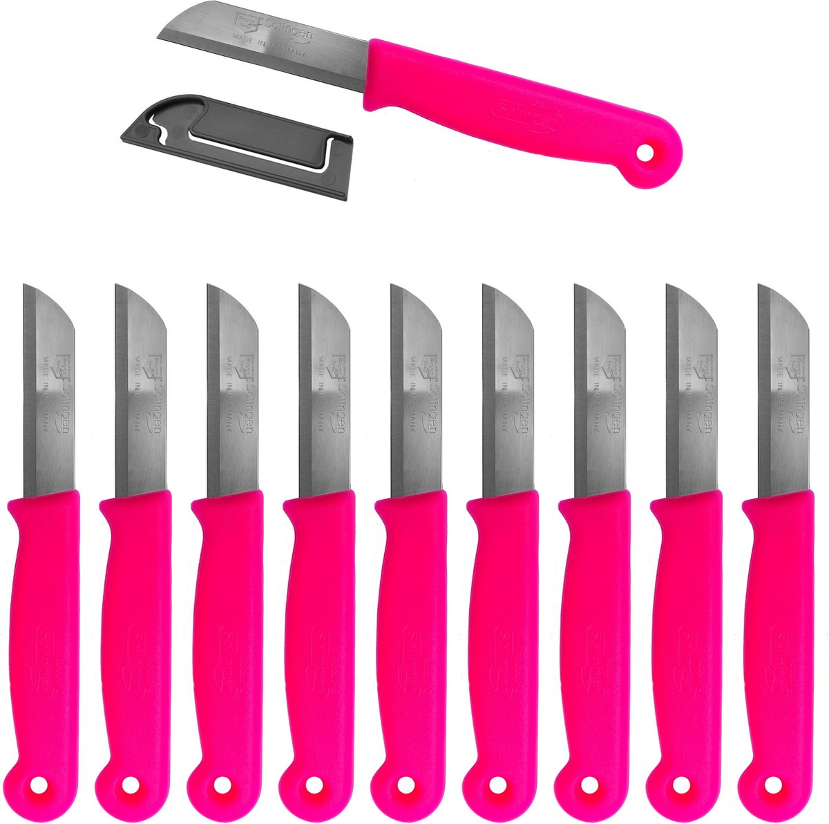 Solingen Schilmesje - RVS - Glad - 16 cm met "Blade Cover" - Neon Roze ...