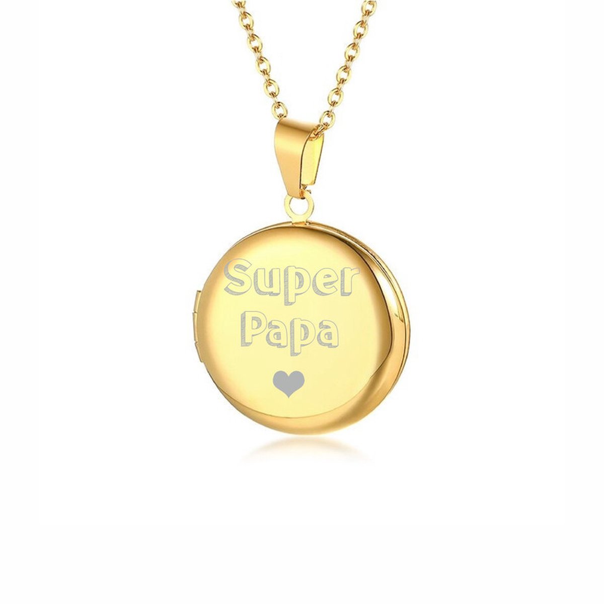 Fotohanger Met Ketting En Gravering - Rond - Super Papa | bol.com