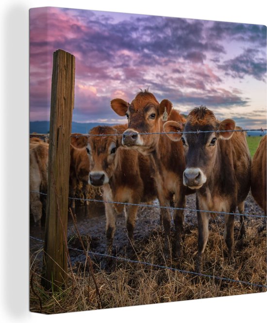 Tableau Peinture Vache - Animaux - Vaches - 90x90 cm - Décoration ...