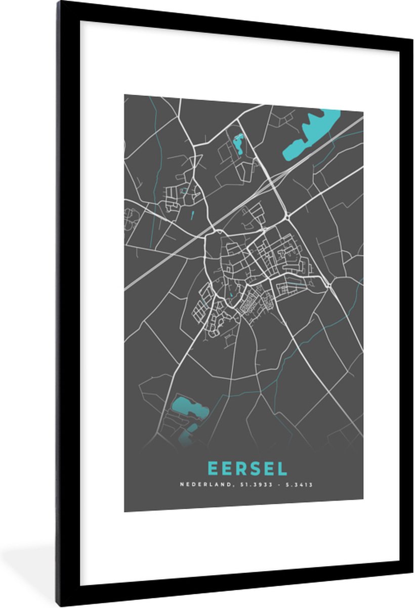 Fotolijst incl. Poster - Plattegrond - Eersel - kaart - Stadskaart ...