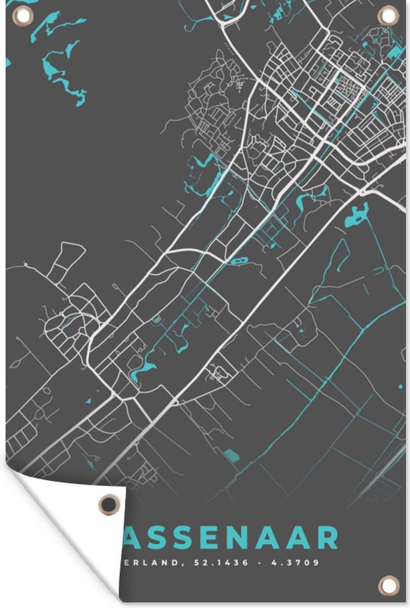 Muurdecoratie Wassenaar - Kaart - Plattegrond - Stadskaart - 120x180 cm ...