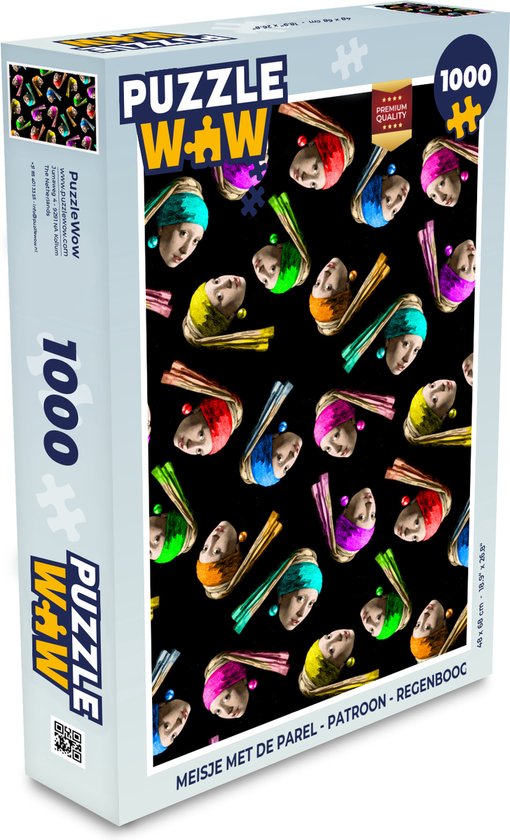 Puzzel Meisje met de parel - Patroon - Regenboog - Legpuzzel - Puzzel ...