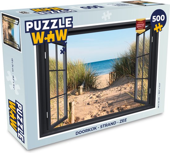 Puzzel Doorkijk - Strand - Zee - Zand - Water - Helmgras - Duinen ...