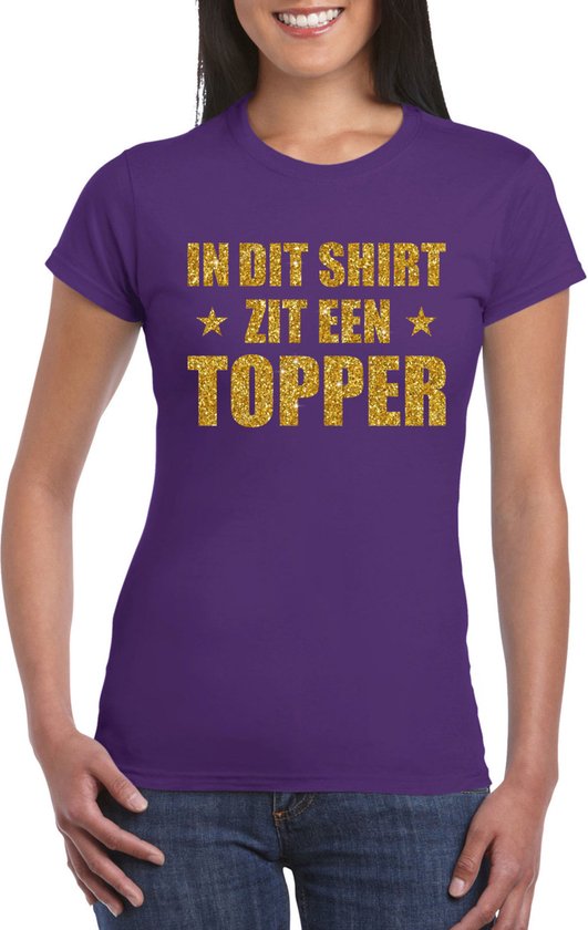 Toppers In dit shirt zit een Topper gouden glitter t-shirt paars voor ...