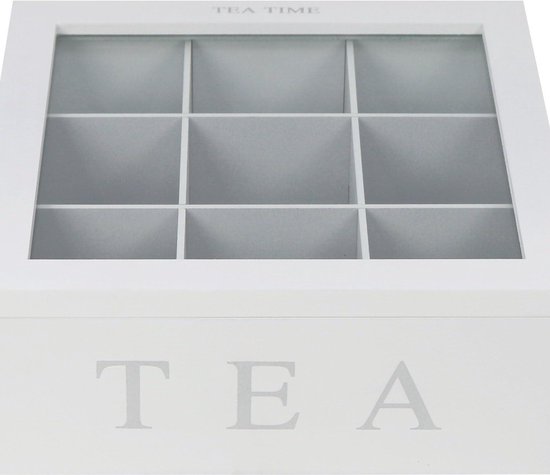 9-Compartment Wooden Tea Bag Storage Box with Viewing Window - Tea ...